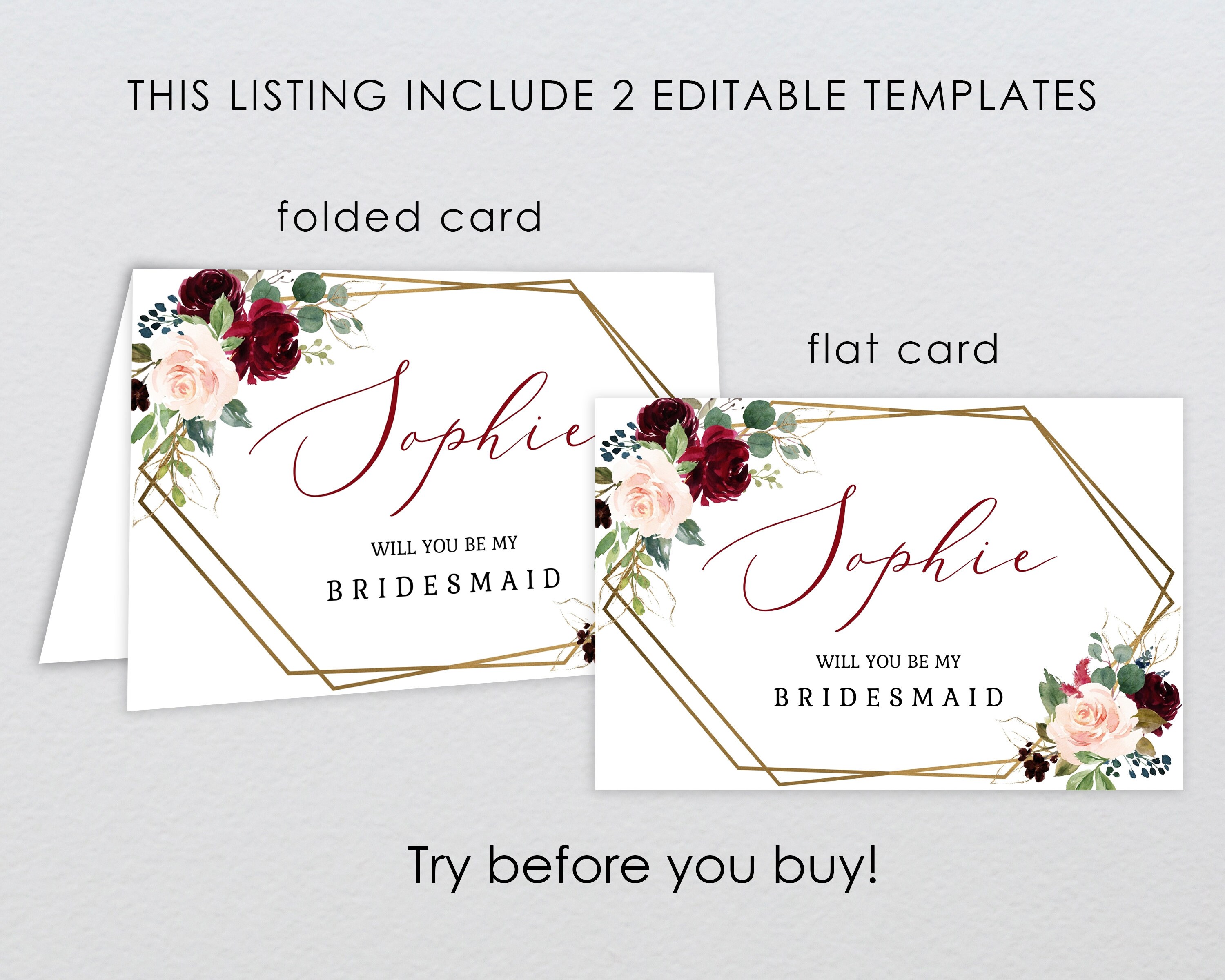 Will You Be My Bridesmaid Editable Template Printable | Etsy