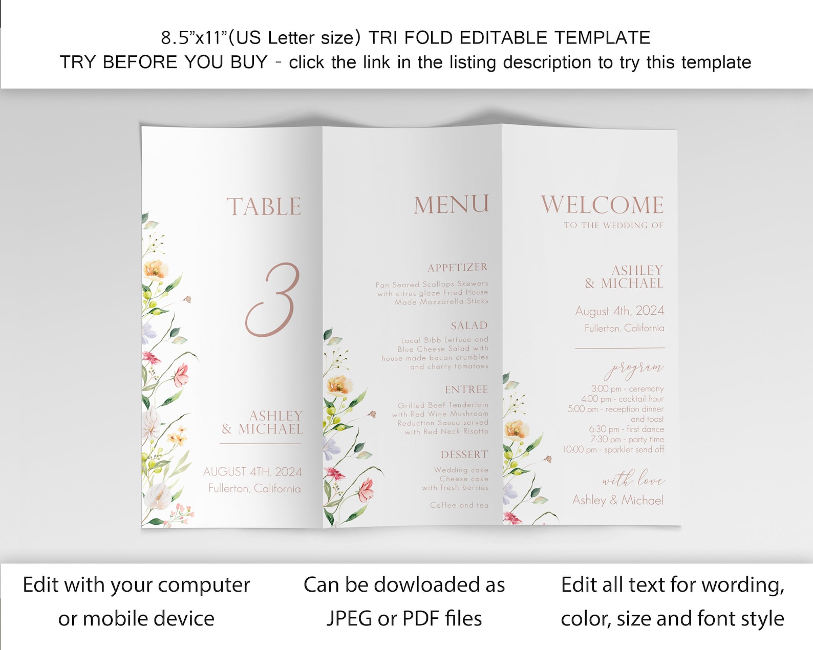 Trifold Table Stand Template Modern Tri-fold Table Number | Etsy