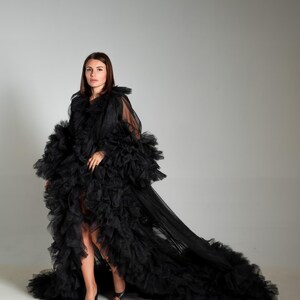Black Tulle Dressing Gown, Dramatic Robe, Boudoir Robe, Old Hollywood ...