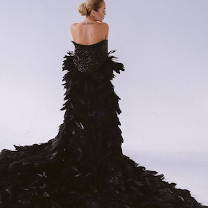 Gold Feather Robe Gown, Widow Robe, Gold Boudoir Dressing Gown ...