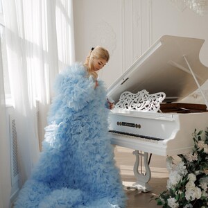 Blue Tulle Ruffled Coat for Photoshoot, Pregnancy Cape, Boudoir Coat ...