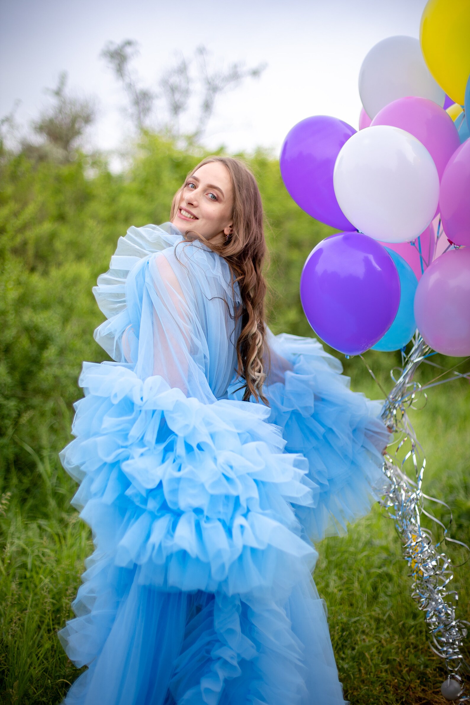 Blue Tulle Maternity Dress, Photoshoot Robe, Maternity Robe for Baby ...