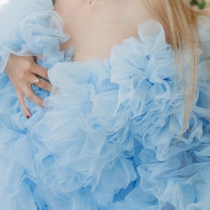 Blue Tulle Ruffled Coat for Photoshoot, Pregnancy Cape, Boudoir Coat ...