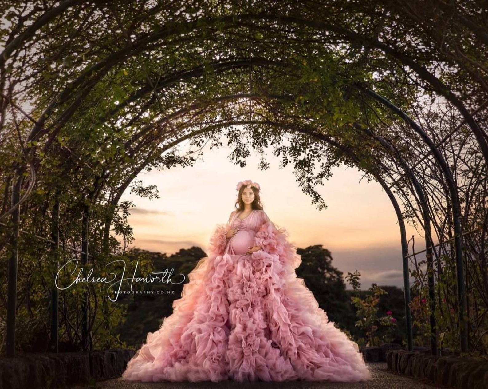 Blush Tulle Maternity Robe for Photoshoot, Boudoir Robe, Dramatic Dress ...