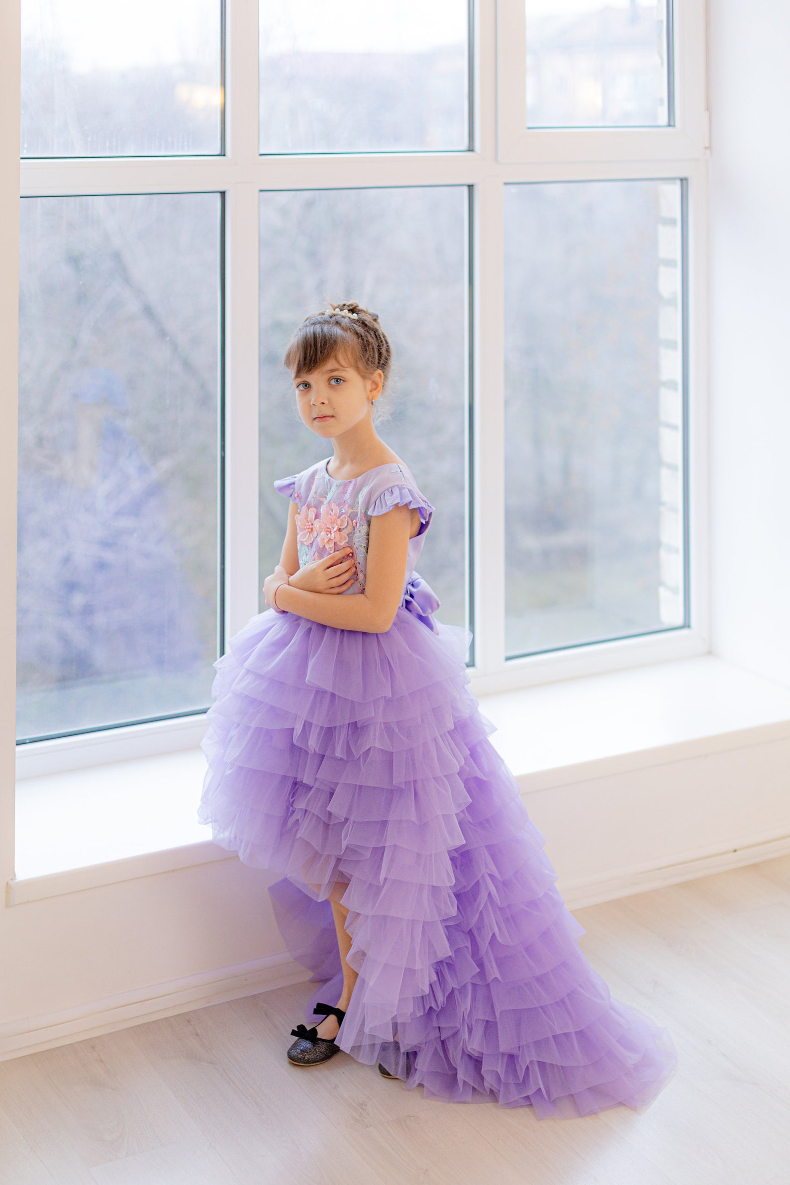 Lilac Flower Girl Dress Tulle Girl Dress Ruffle Girl Dress - Etsy