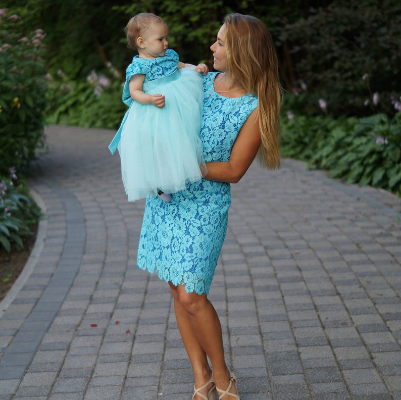 Teal Matching Dresses Mother Daughter Matching Dresses Women Etsy Uk 1810
