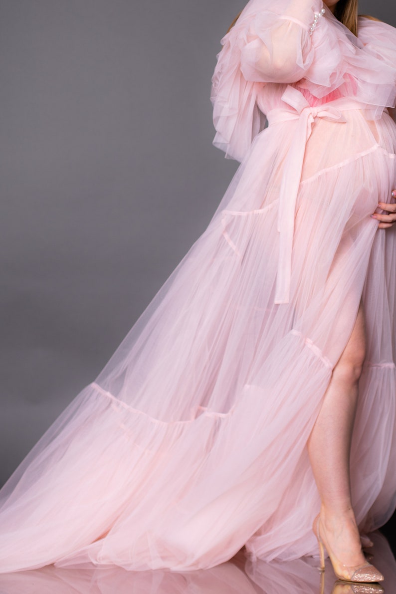 Sheer Maternity Dress For Photoshoot Tulle Maternity Robe Etsy