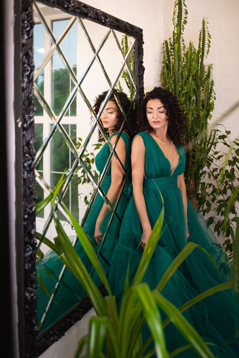 Emerald Green Wedding Dress, Evening Gown, Photoshoot Dress, Red Carpet ...