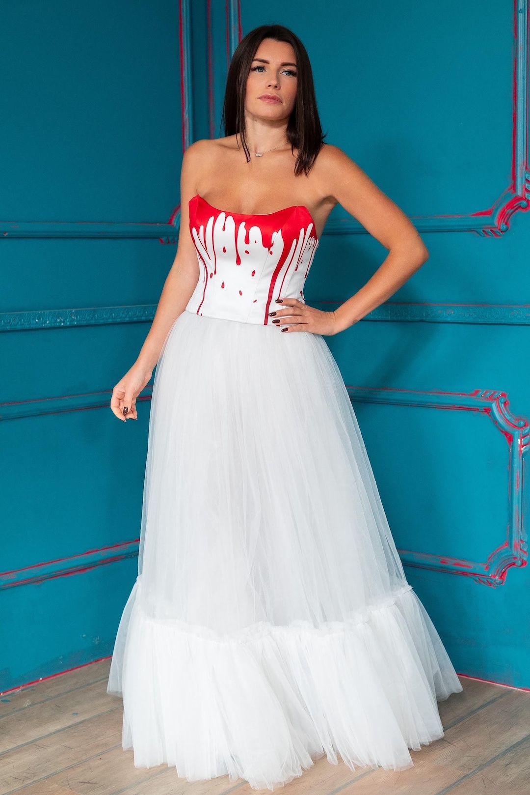 Bloody Bride Dress, Adult Halloween Costume, Halloween Wedding Dress ...