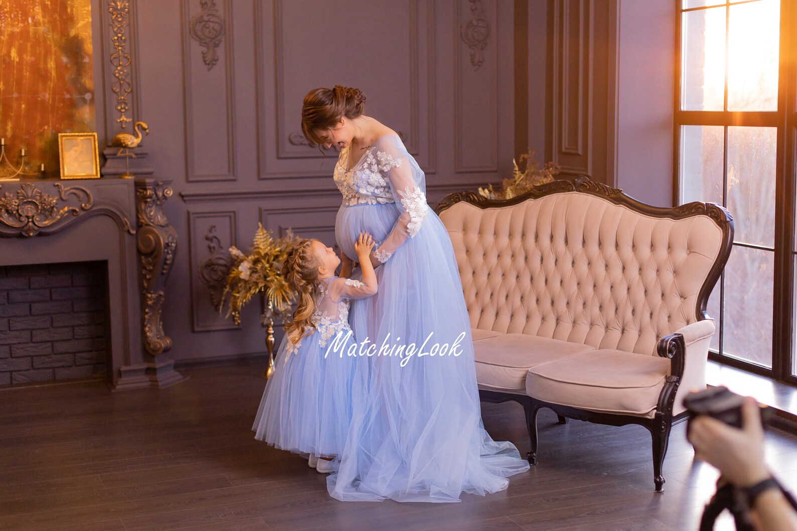 Dusty Blue Mommy and Me Maternity Dress Maternity Ball Gown - Etsy