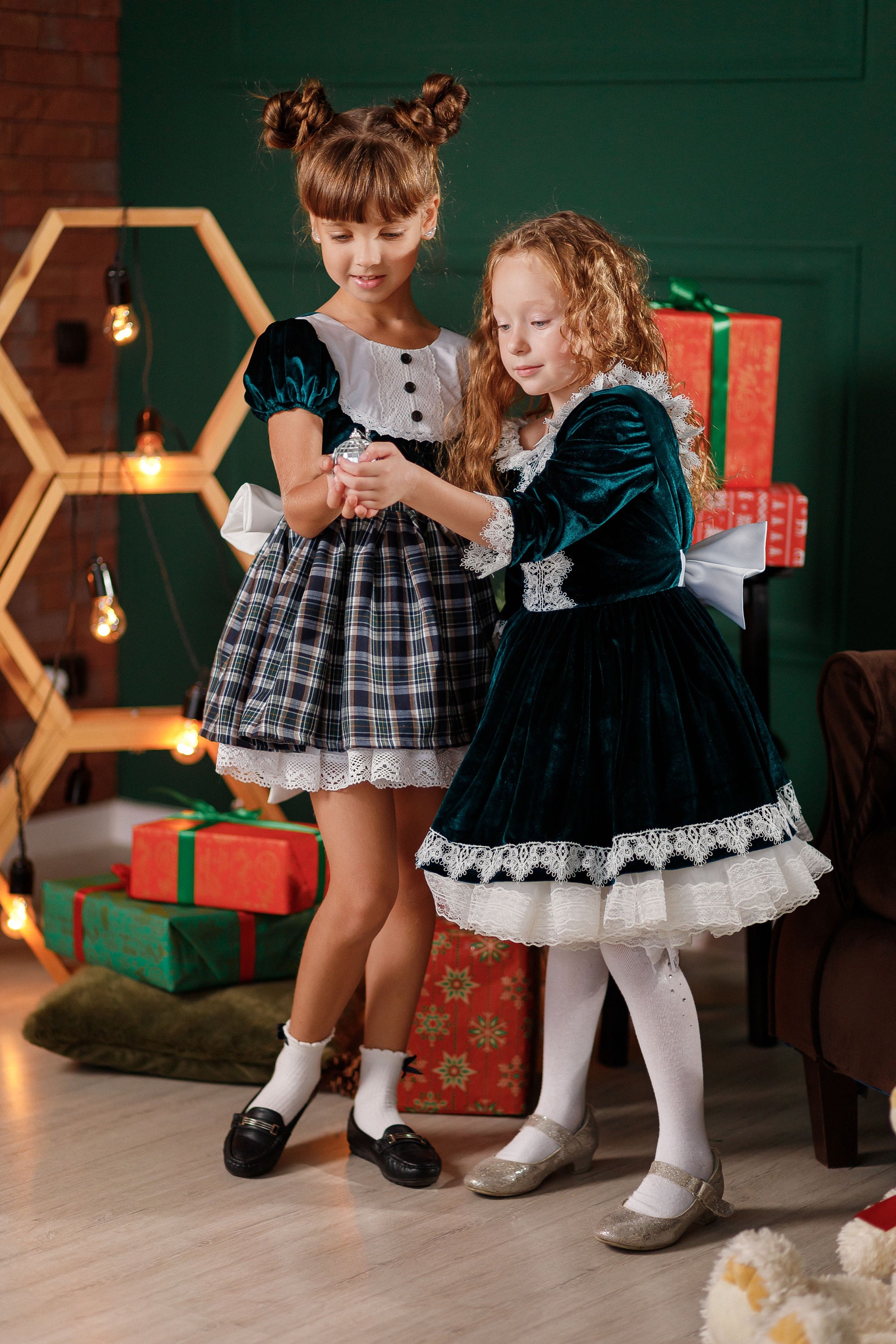 Girls Christmas Dress, Green Plaid Tutu Dress, Toddler Tartan Dress ...