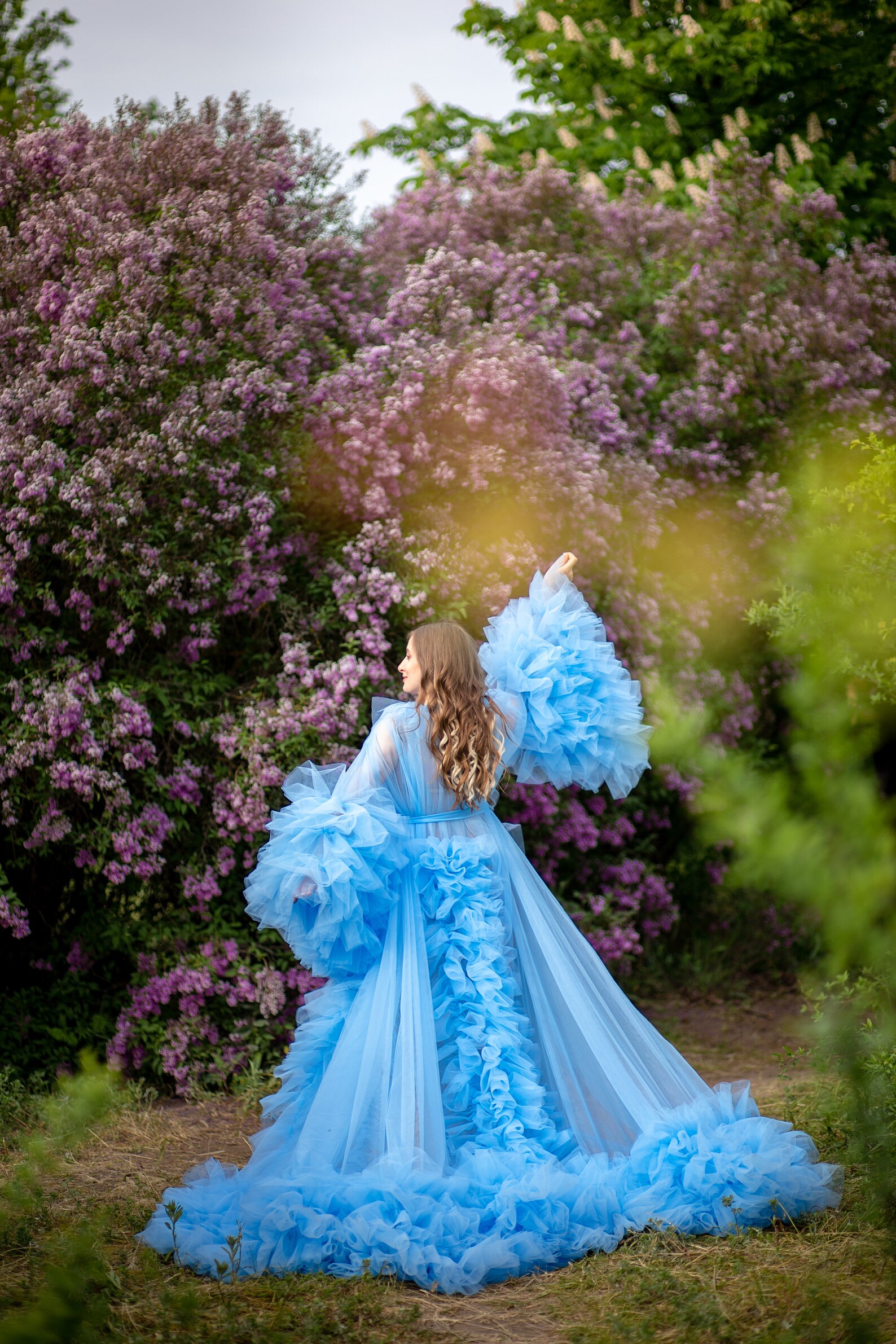 Blue Tulle Maternity Dress, Photoshoot Robe, Maternity Robe for Baby ...