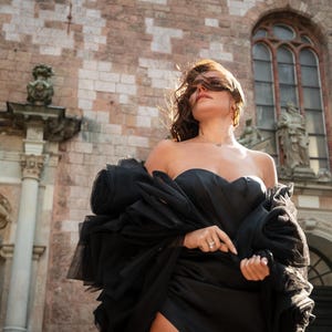 Black 3D Rose Opera Cape, Volumetric Cape, Couture Capelet for Holiday ...