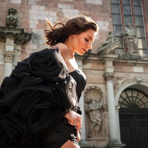 Black 3D Rose Opera Cape, Volumetric Cape, Couture Capelet for Holiday ...