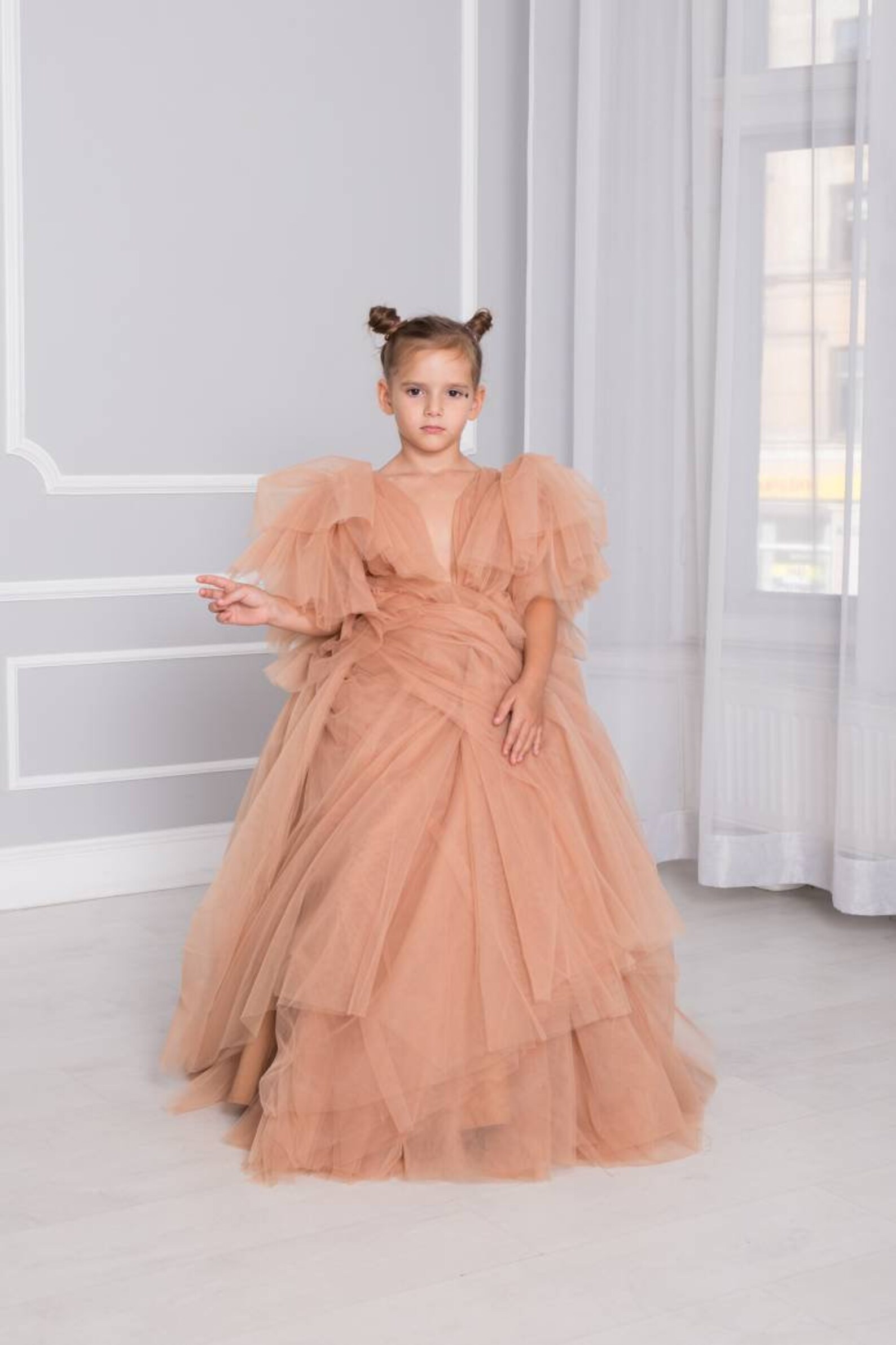 Tawny Flower Girl Dress, Terracotta Toddler Dress, Wedding Girl Gown ...
