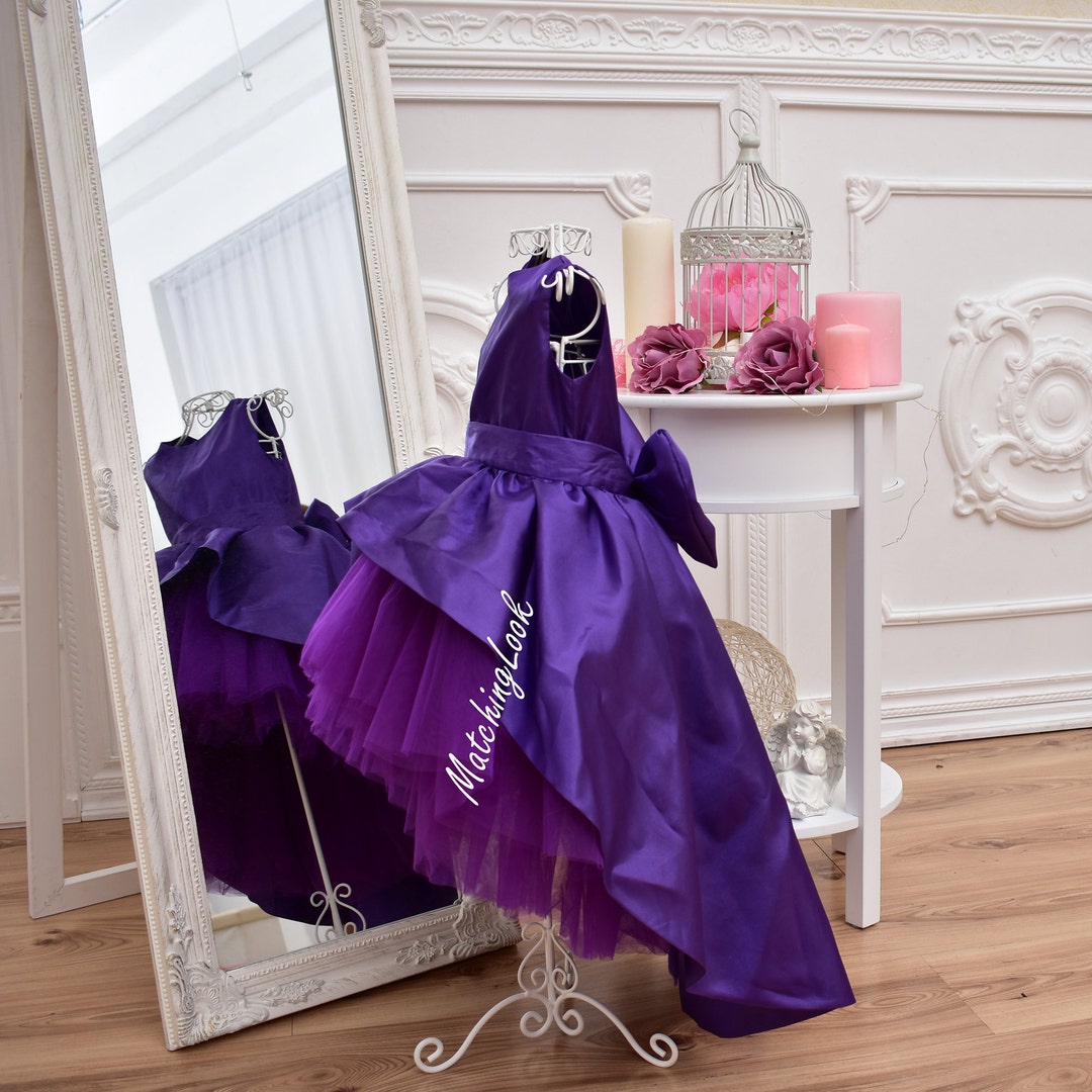 Purple 1st Birthday Outfit Girl, Flower Girl Dress, Purple Tutu Dress ...
