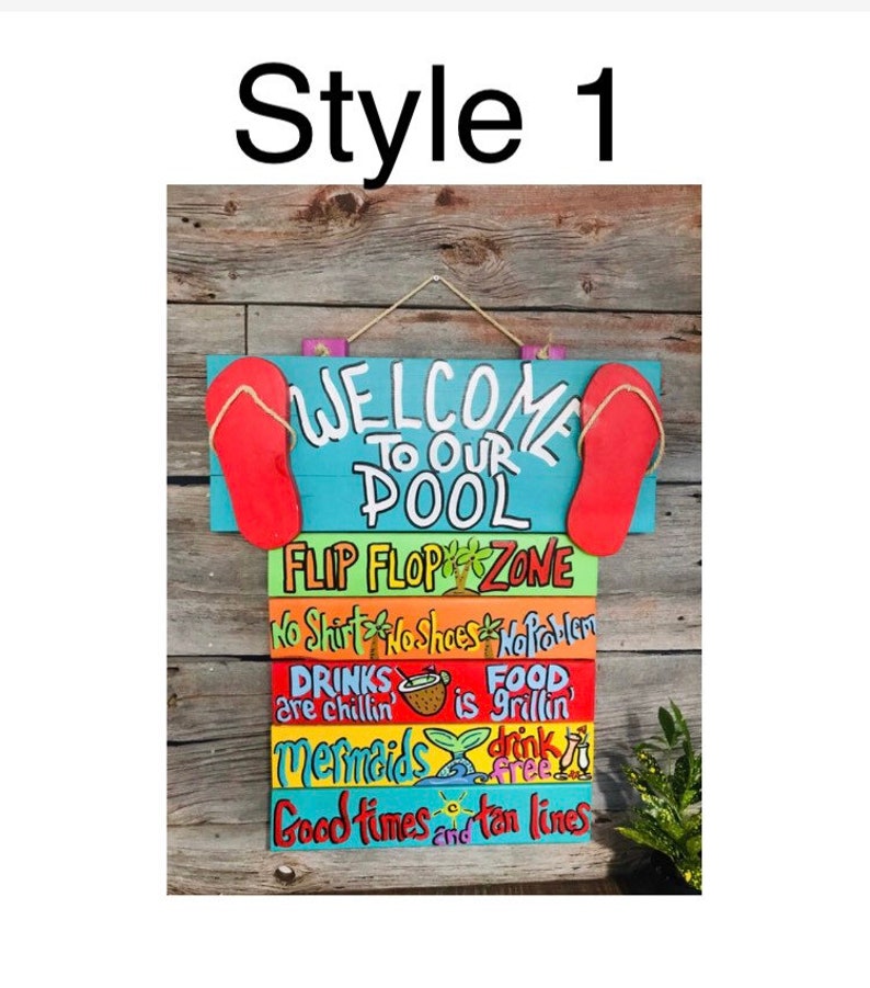 Welcome to Our Pool Hanging Wood Sign Cottage Sign Beach - Etsy
