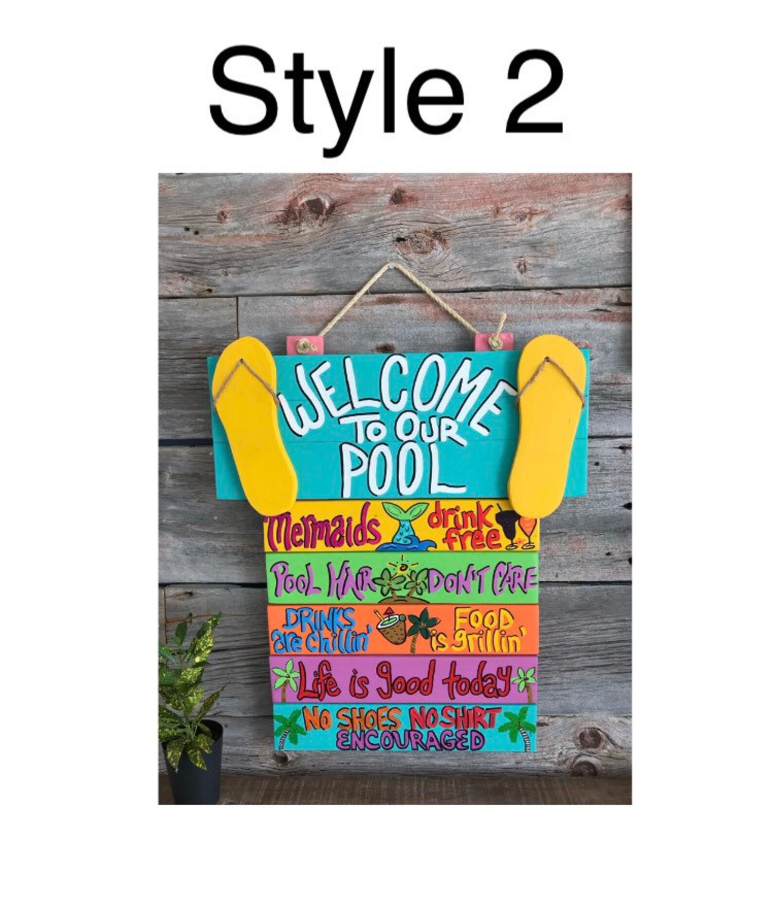 Welcome to Our Pool Hanging Wood Sign Cottage Sign Beach - Etsy