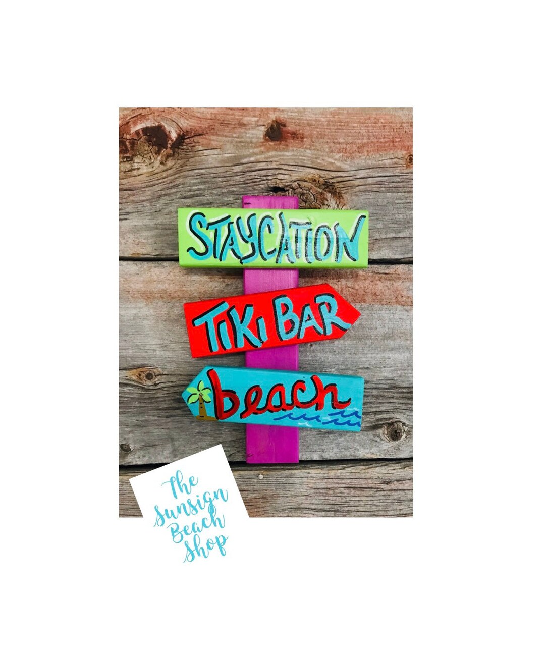 Staycation Sign Tropical Arrow Sign Directional Signs Tiki - Etsy