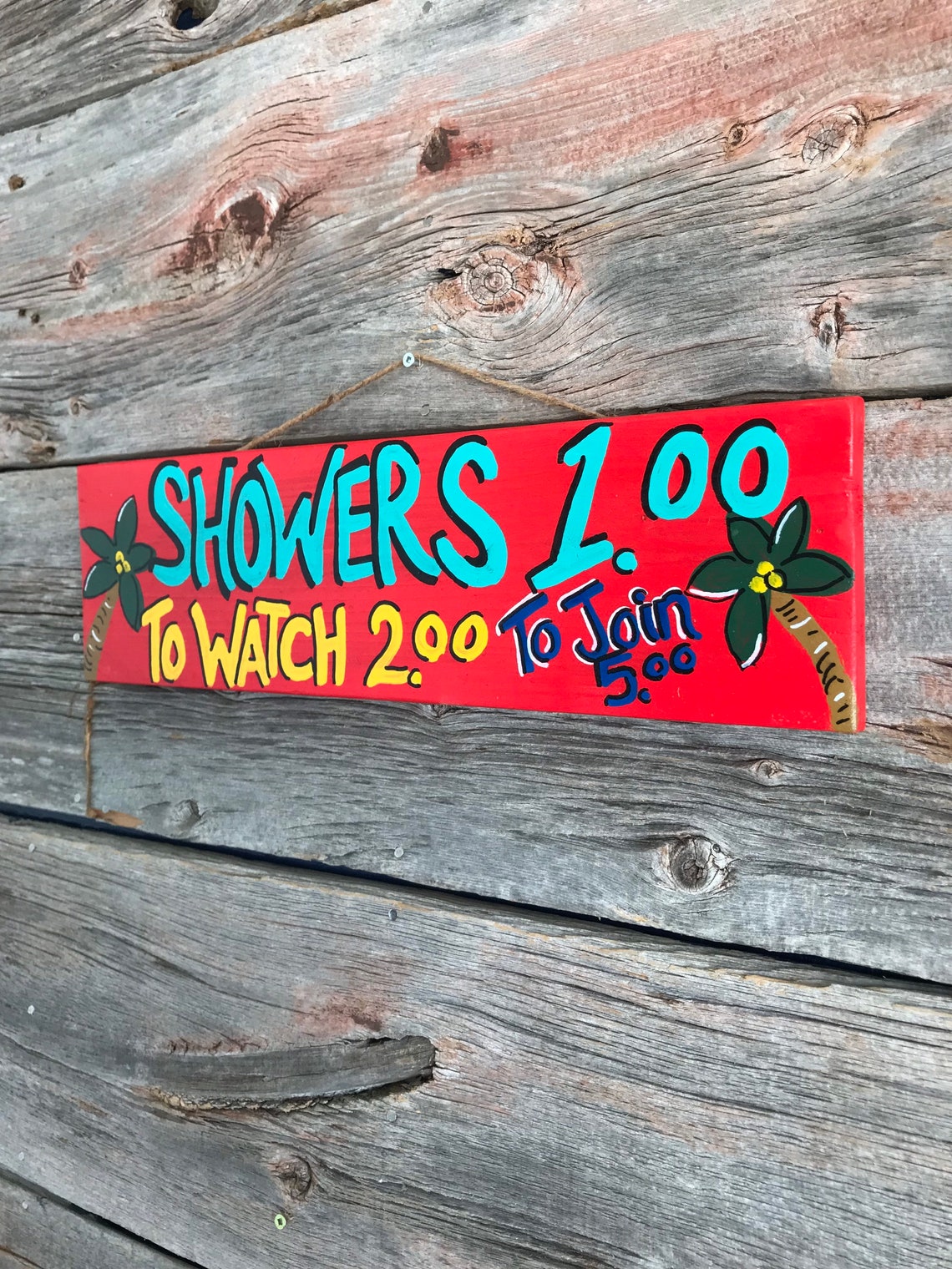 Outdoor Shower Sign/ Funny Tropical Sign/ Beach Bathroom Decor/ Coastal ...