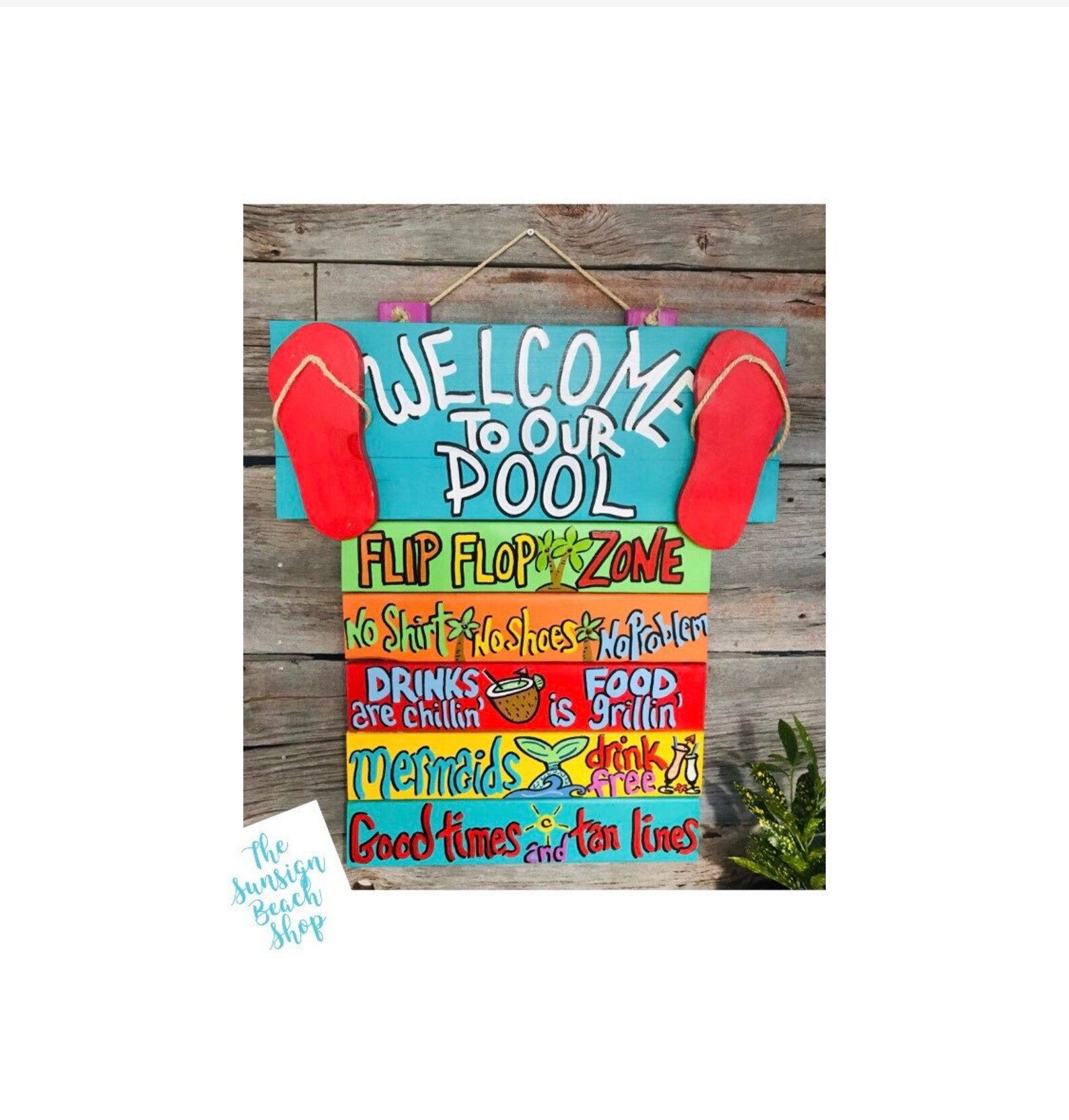 Welcome to Our Pool Hanging Wood Sign Cottage Sign Beach - Etsy