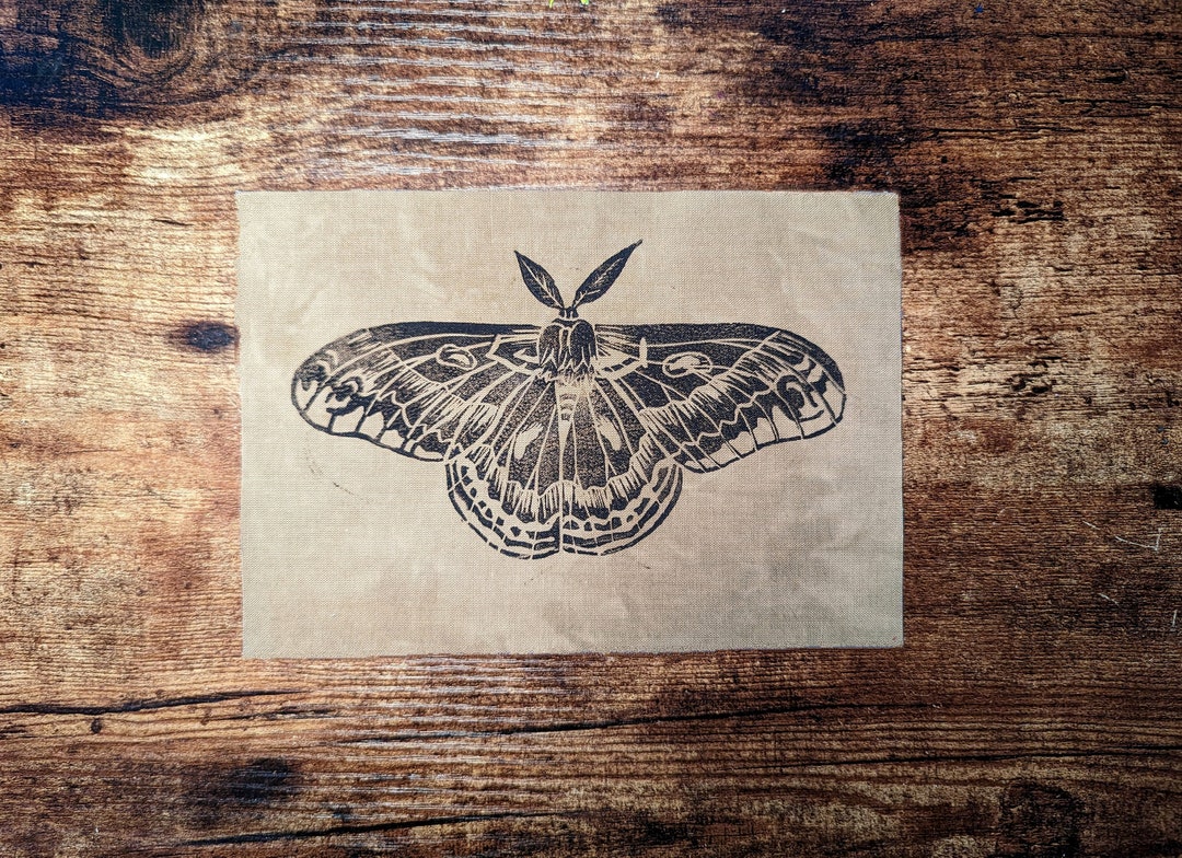 Cecropia Moth Sew-on Patch/quilt Block - Linocut Patch (A) - Etsy
