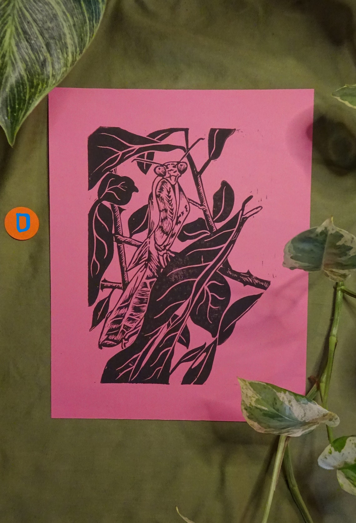 Praying Mantis matilda Linoleum Block Print - Etsy