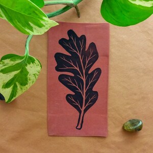 Oak Tree Leaf Block Print on Silk - Etsy