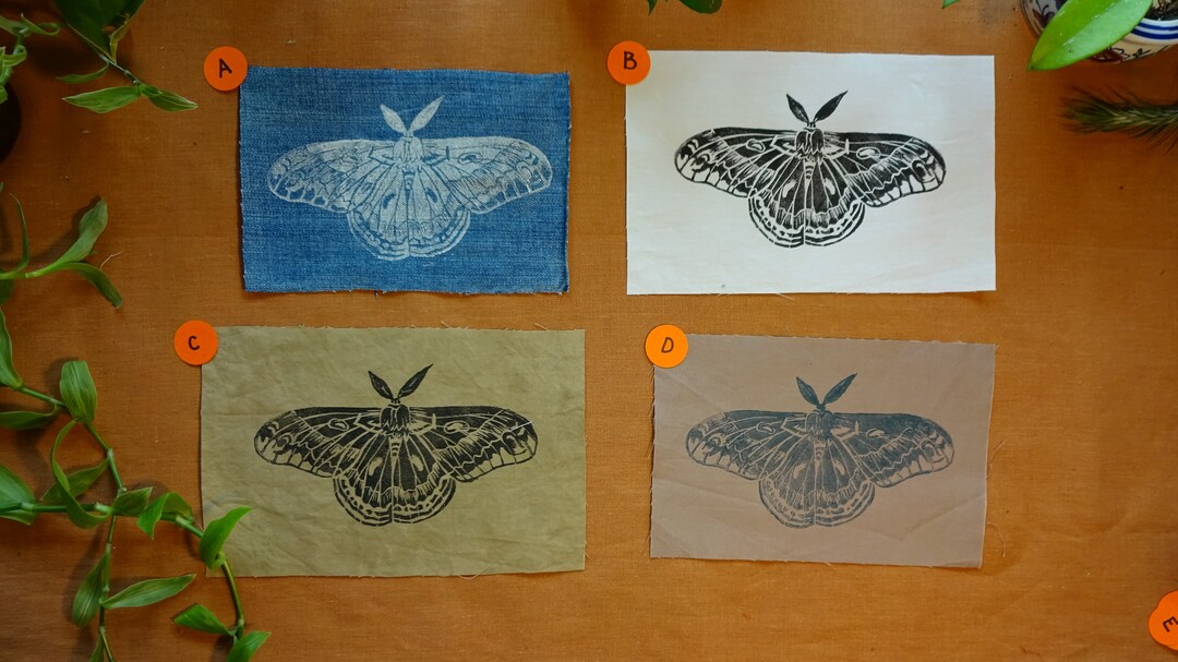 Cecropia Moth Sew-on Patch/quilt Block - Linocut Patch - Etsy