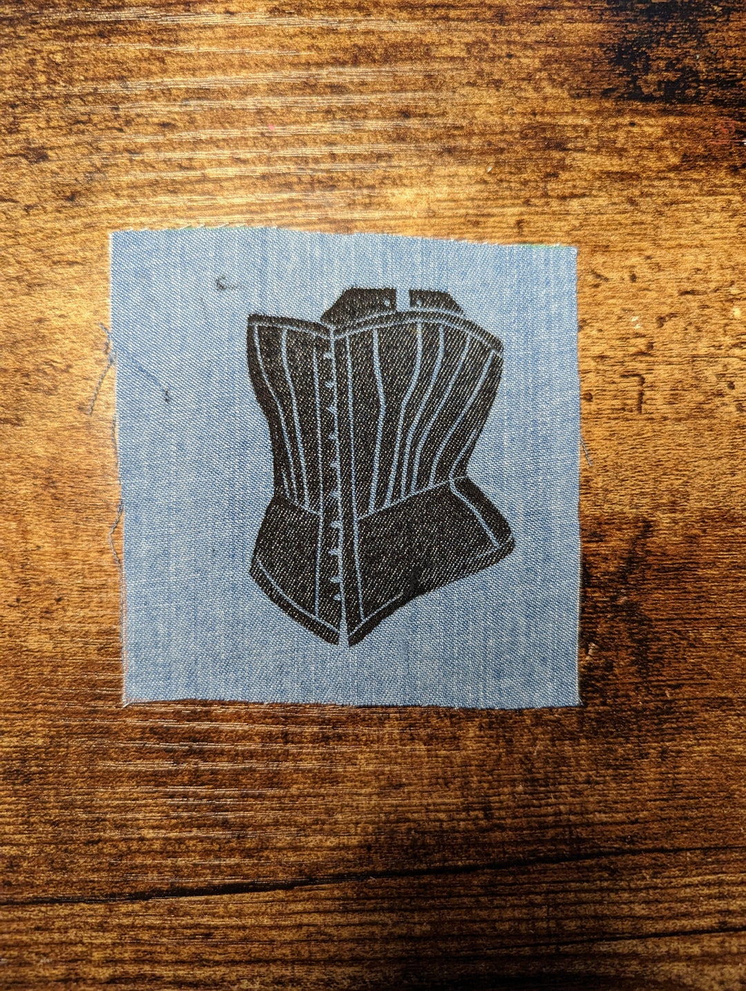 Corset Sew-on Patch/quilt Block - Linocut Print - Etsy