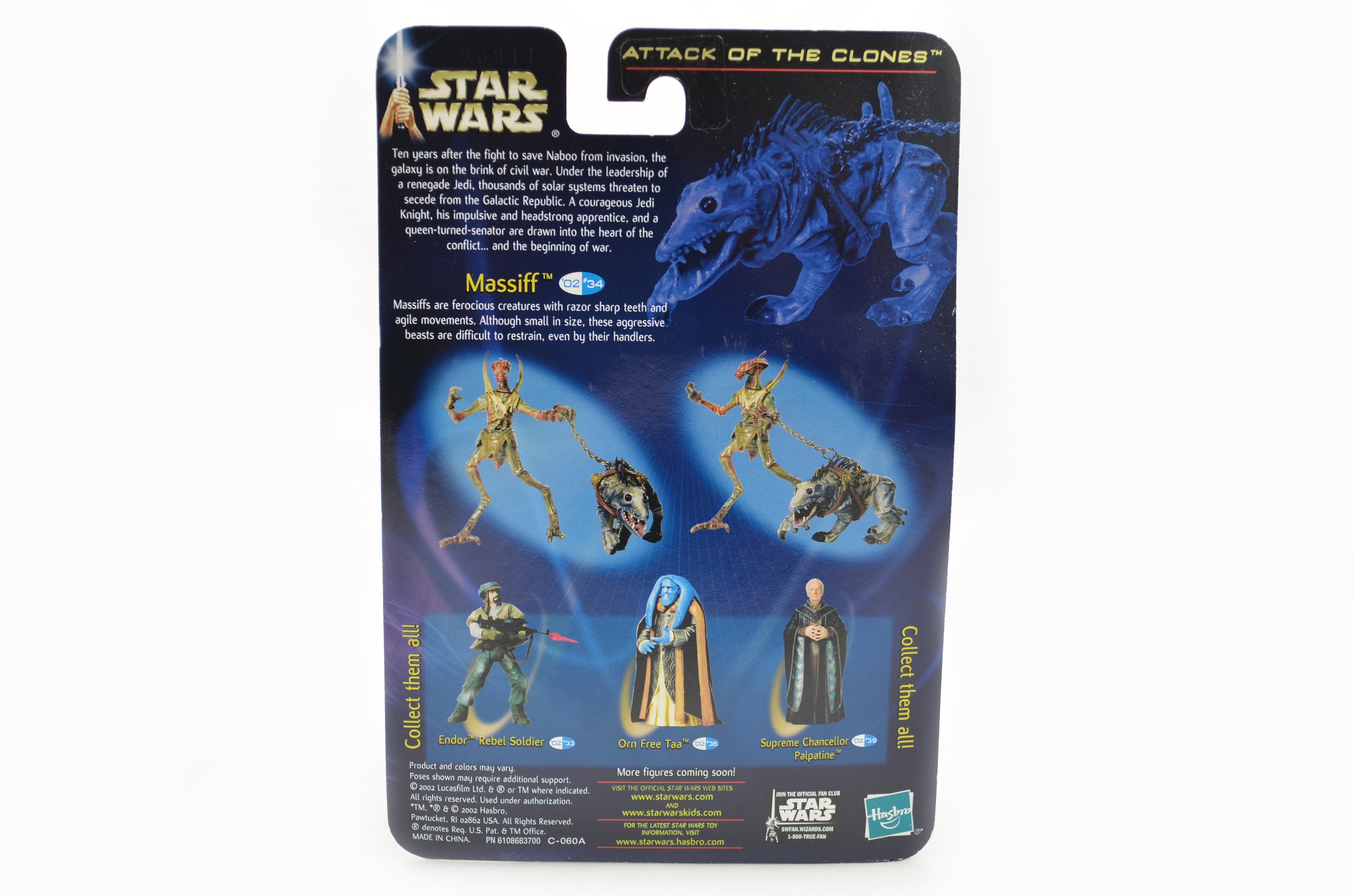 2002 Massiff Star Wars Saga Series Action Figure New on Card Attack of ...