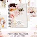 Flowers Printable Planner Pages, Floral Notebook Cover With Undated ...