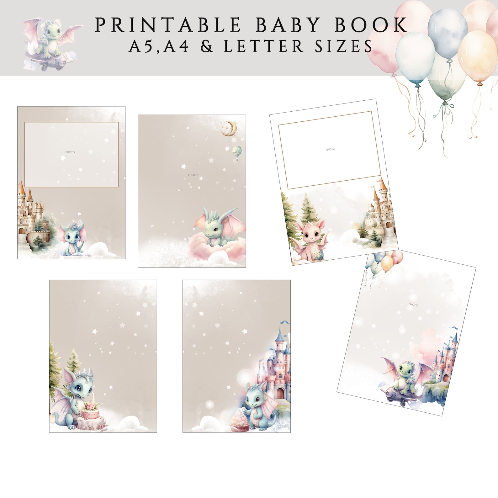 Printable Baby Memory Book Pages, First Year Baby Keepsake Journal ...