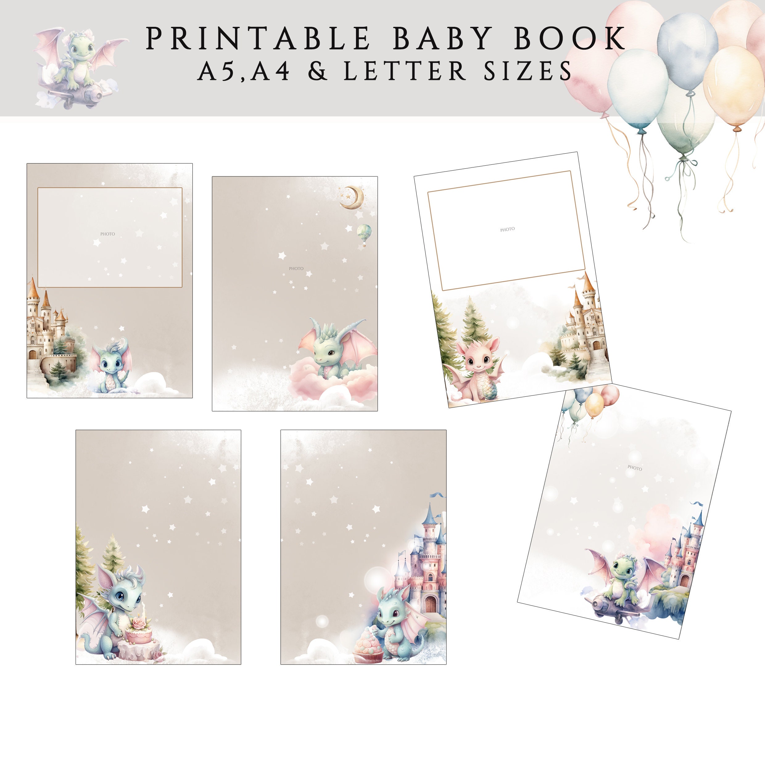 Printable Baby Memory Book Pages, First Year Baby Keepsake Journal ...