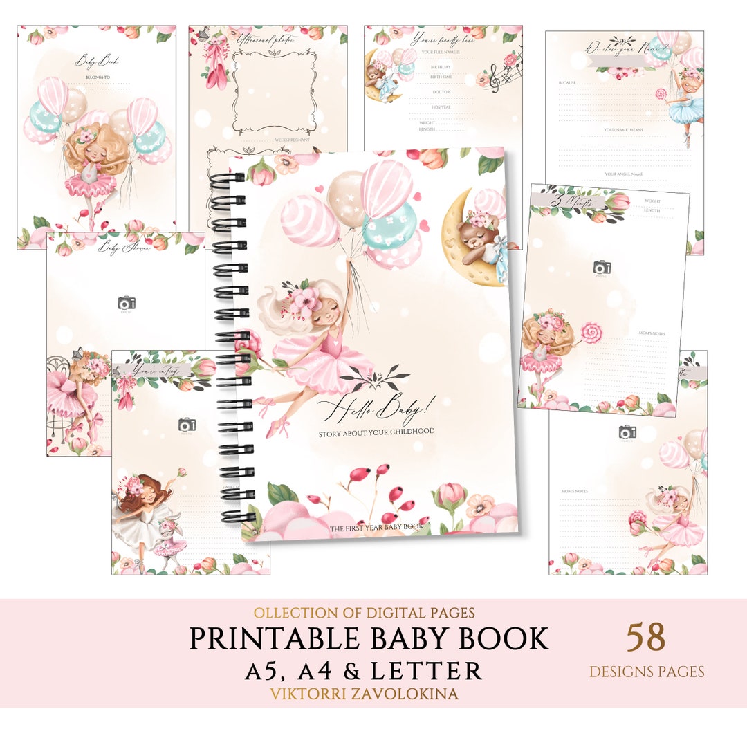 Printable Baby Monthly Milestone Book, 1st Baby Memory Book Pages ...