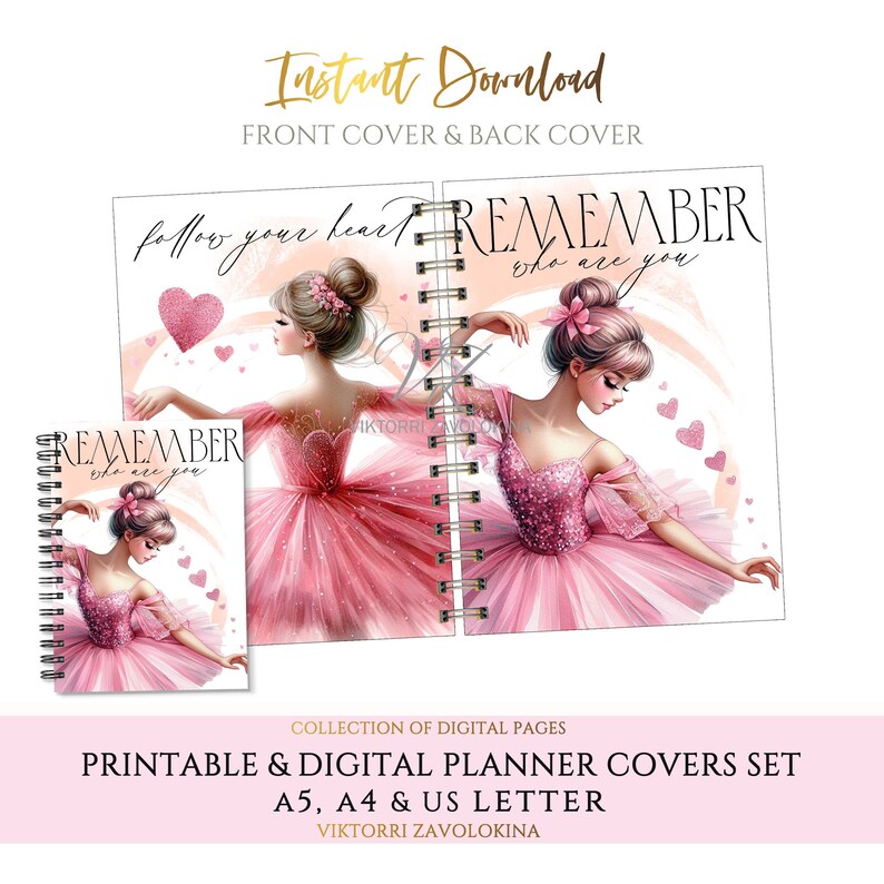Ballerina Printable Cover Pages for Planner, Ballet Digital Notebook ...