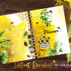 A5 Sunflower Planner Cover Printable - A5 Planner Dashboard - Happy ...