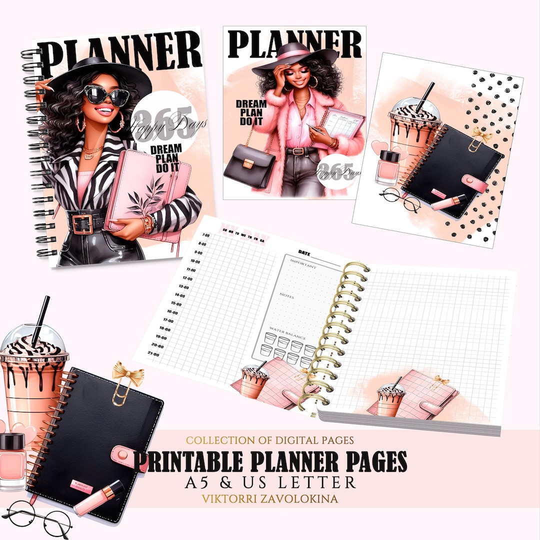 African American Planner Cover, Printable Notebook Cover, Daily Planner ...