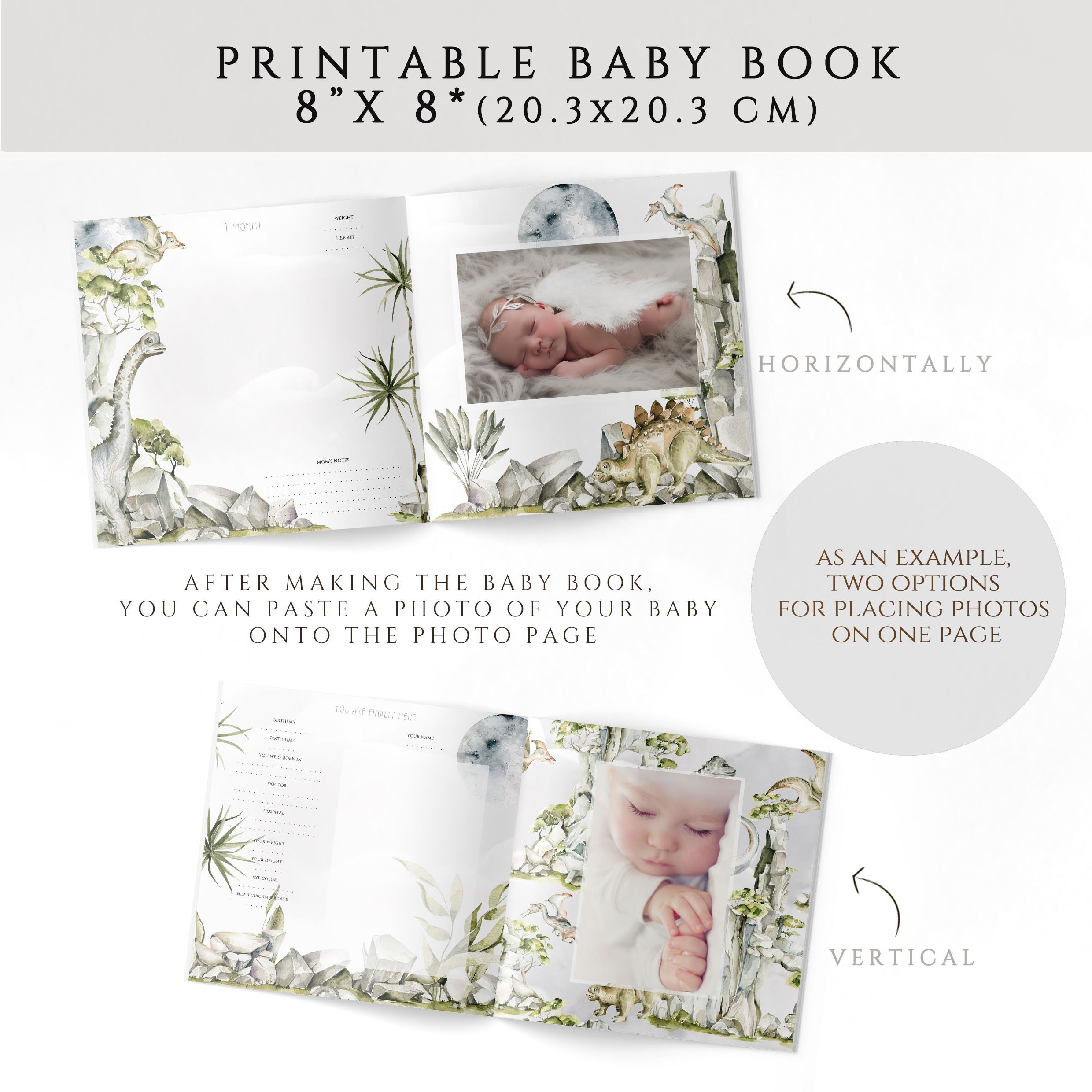 Printable Baby Memory Book Pages, First Year Baby Photo Album Scrapbook ...
