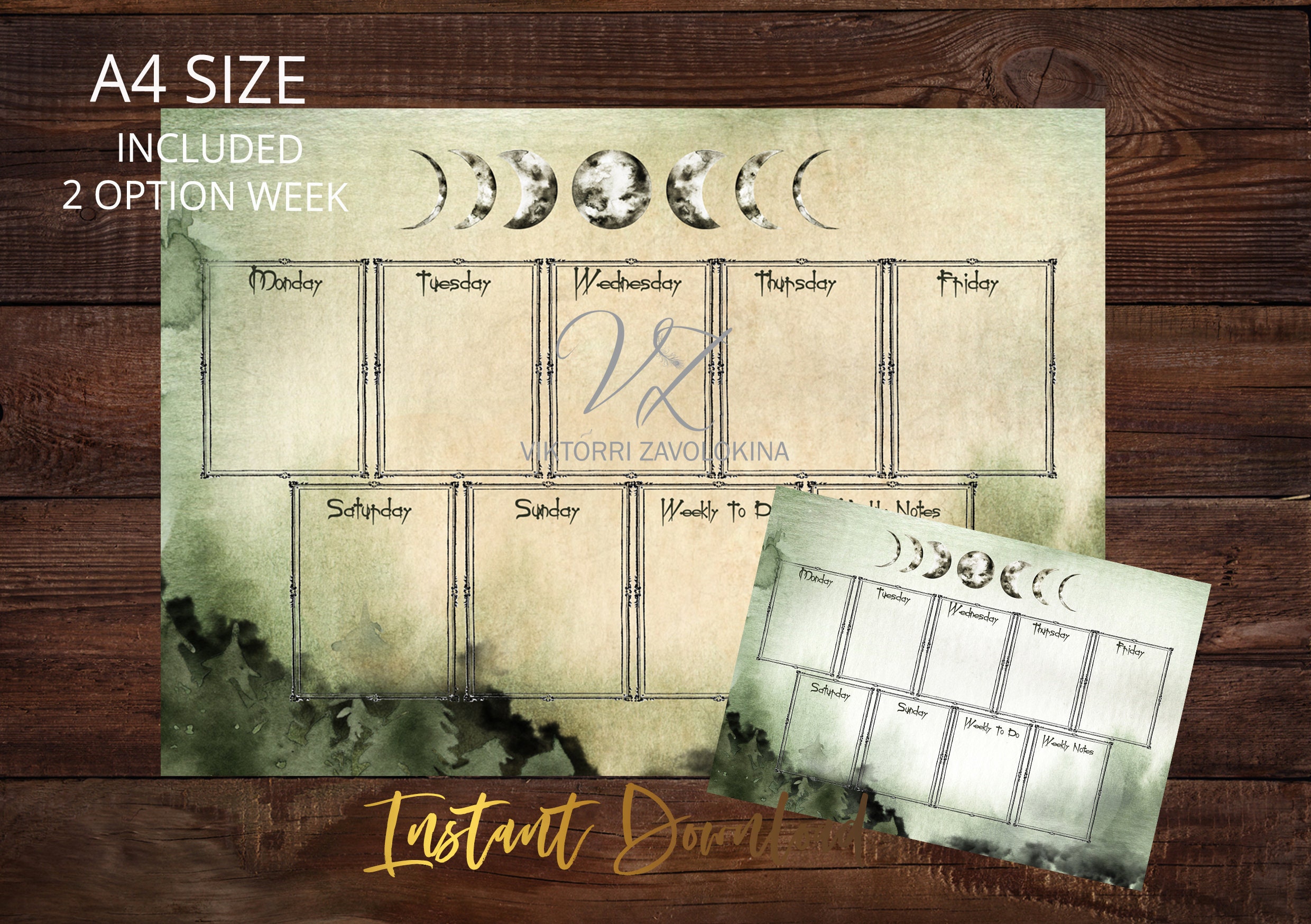 Moon Witch Planner Printable A4 Weekly Planner PDF | Etsy