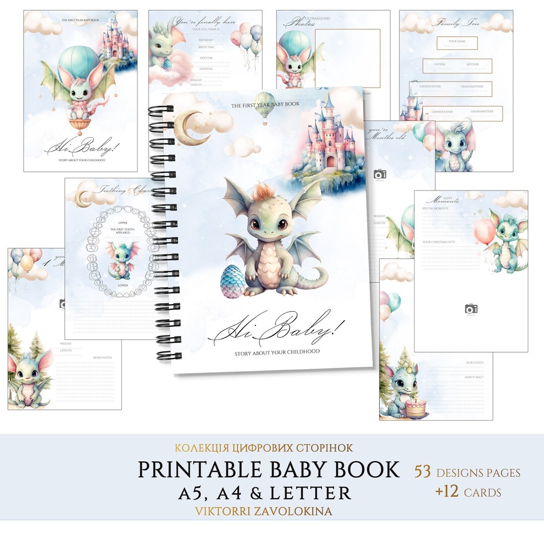 Printable Baby Memory Book Pages, First Year Baby Keepsake Journal ...