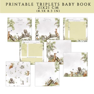 Triplets Printable Baby Memory Book Pages, Baby Photo Album Scrapbook ...