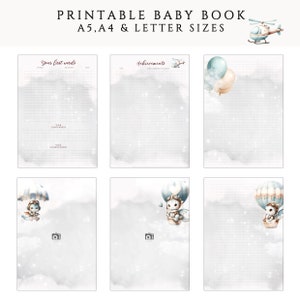 Printable Baby Memory Book Pages, First Year Baby Keepsake Journal ...