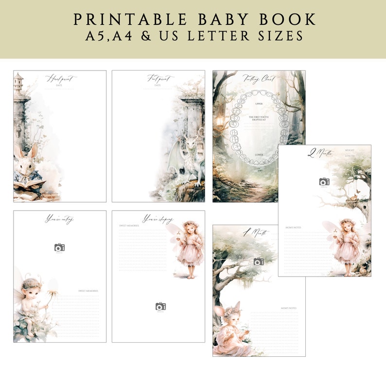 Printable Baby Memory Book Pages, First Year Baby Keepsake Journal ...