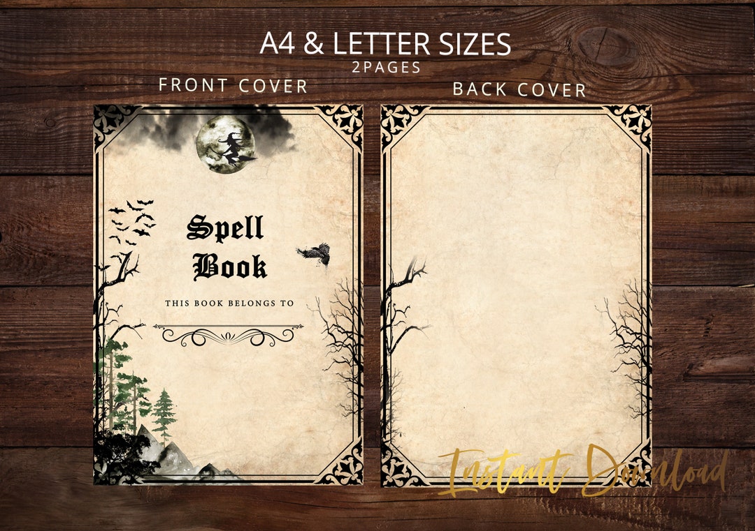 Witch Spell Book Printable - Grimoire Book of Shadows Pages Cover ...