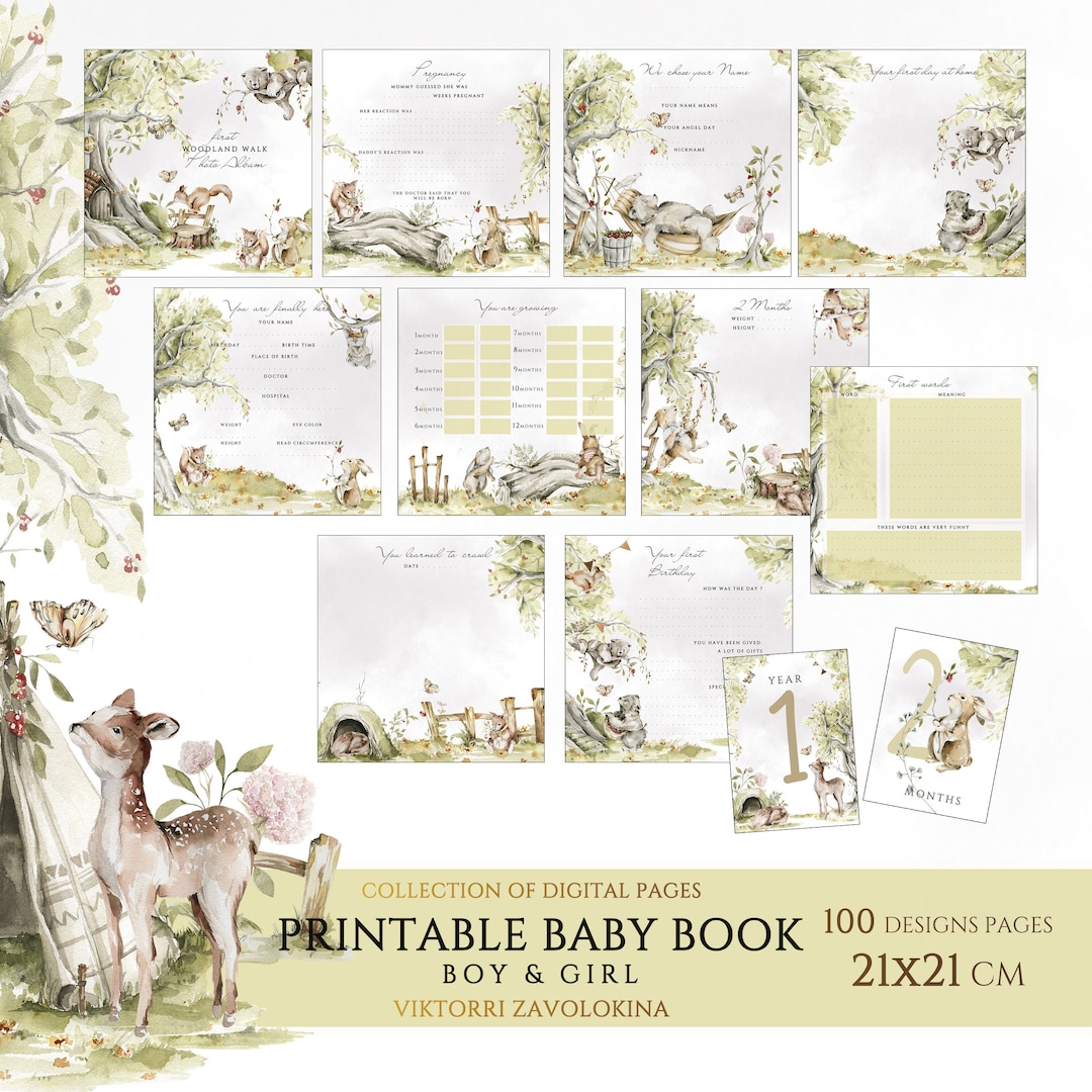 Printable Baby Memory Book Pages, Baby Photo Album Scrapbook, First ...