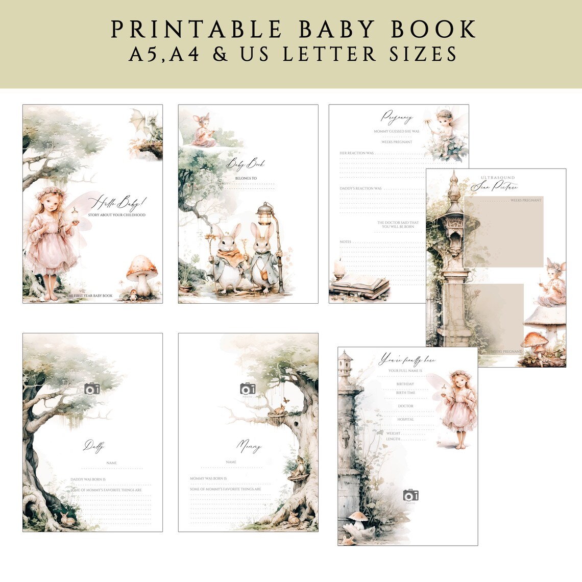 Printable Baby Memory Book Pages, First Year Baby Keepsake Journal ...