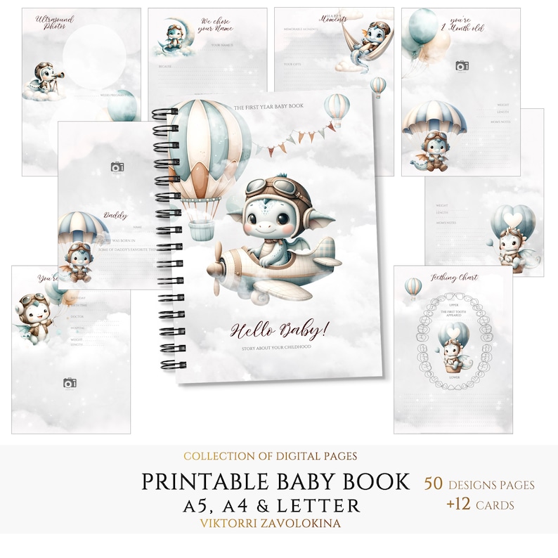 Printable Baby Memory Book Pages, First Year Baby Keepsake Journal ...