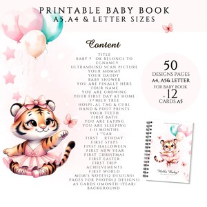 Printable Baby Memory Book Pages, First Year Baby Keepsake Journal ...