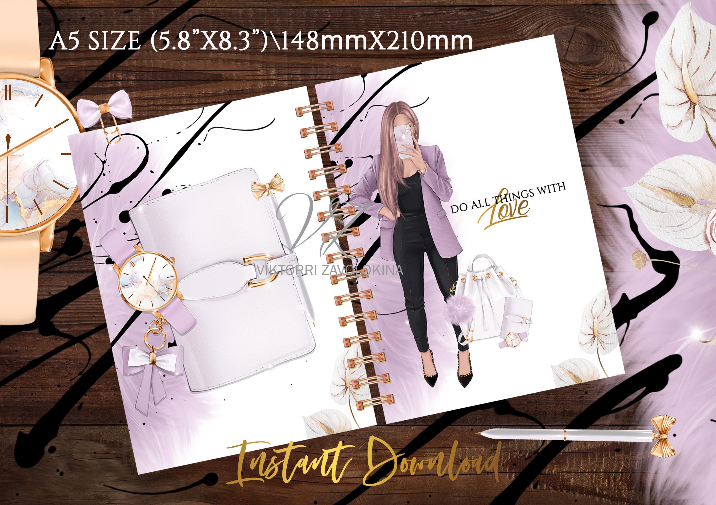 A5 Planner Cover Printable Dashboard - Fashion Girls, Boss Lady ...